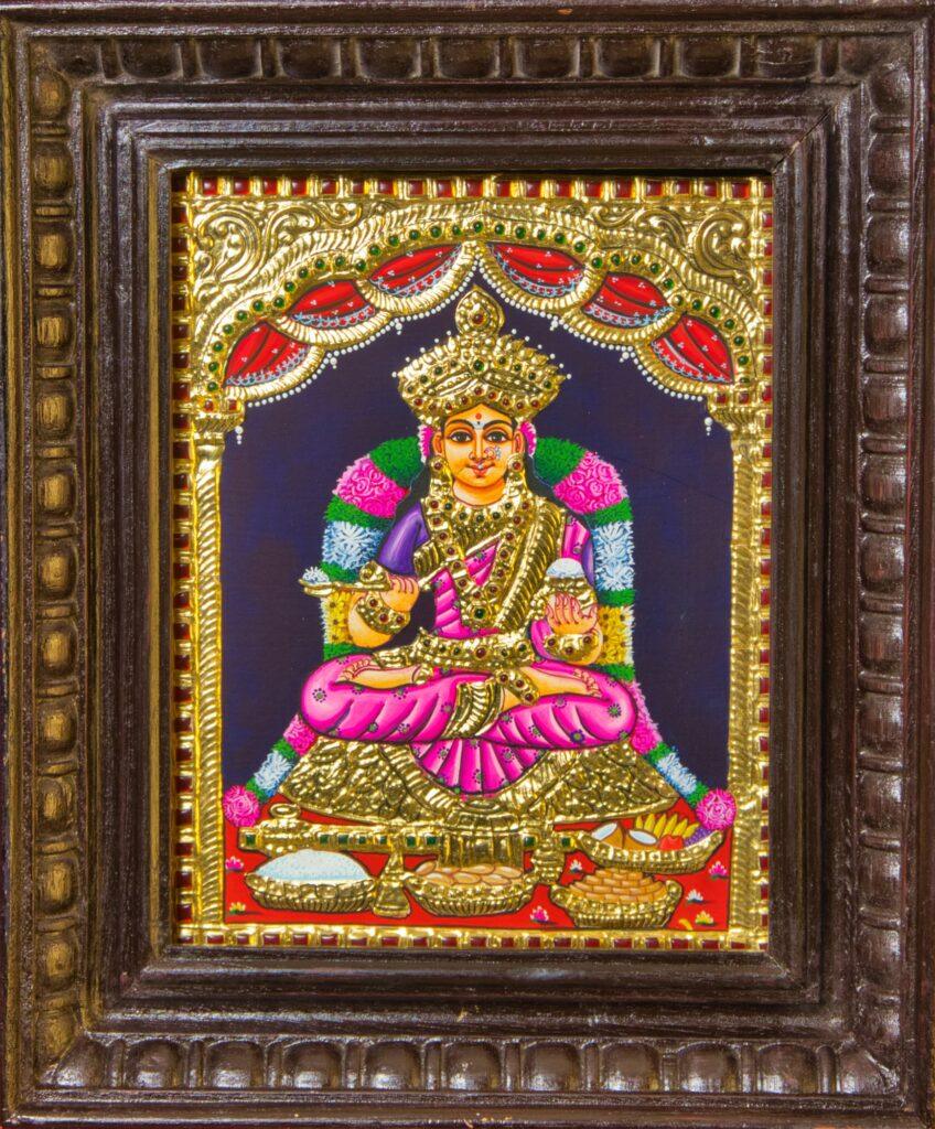 Anna Poorani Tanjore Painting - Mokksha Art Gallery