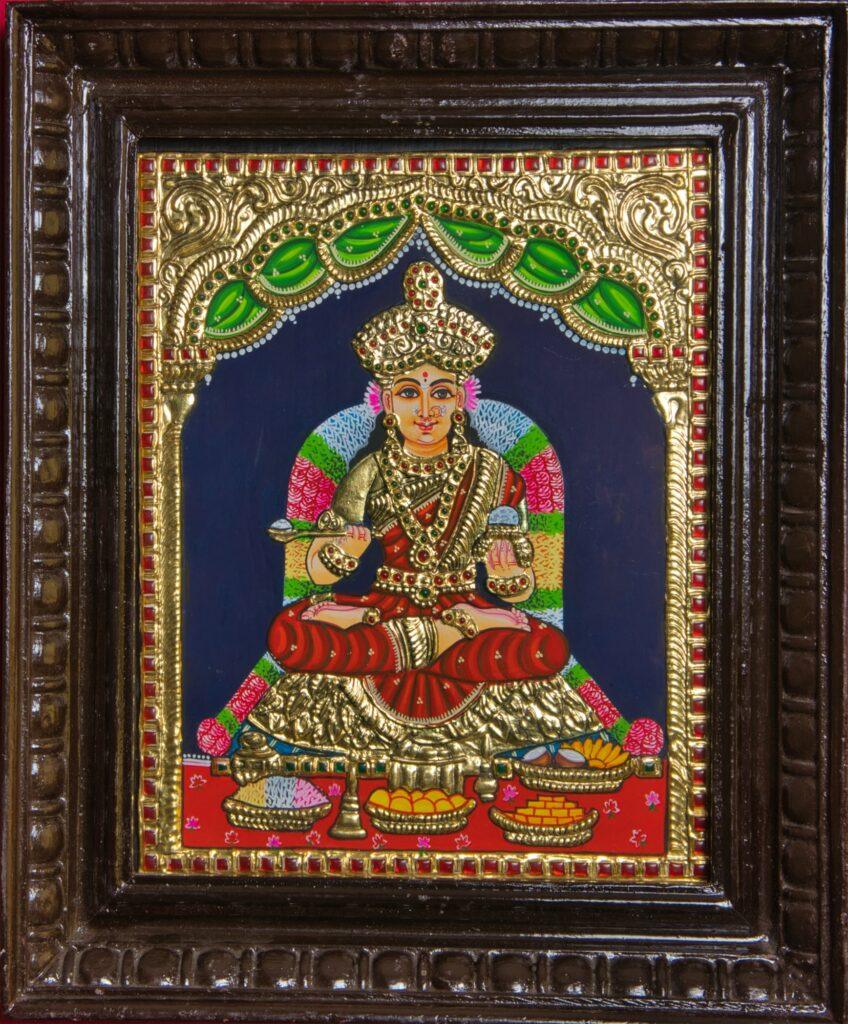 Anna Poorani Tanjore Painting - Mokksha Art Gallery